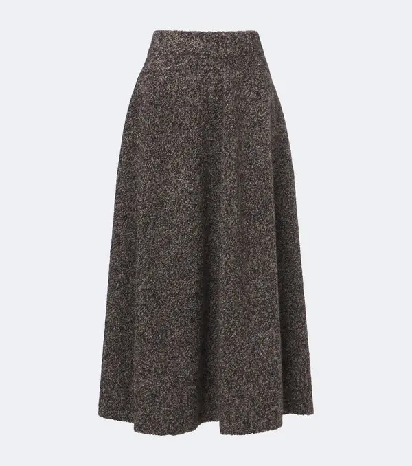 Agnona Cashmere, Silk, And Wool Midi Skirt - Brown