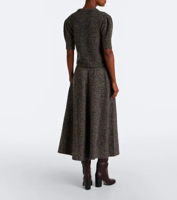 Agnona Cashmere, Silk, And Wool Midi Skirt