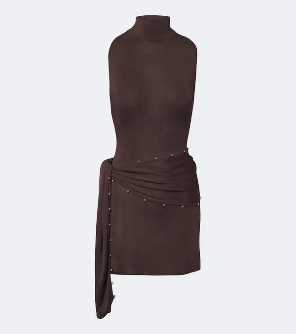 DE LA VALI Belted Embellished Minidress