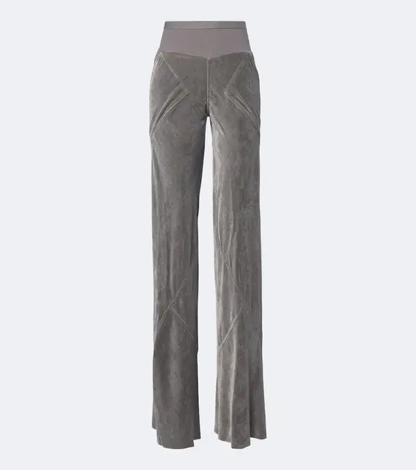 Rick Owens Bias Velvet Wide-leg Pants - Grey
