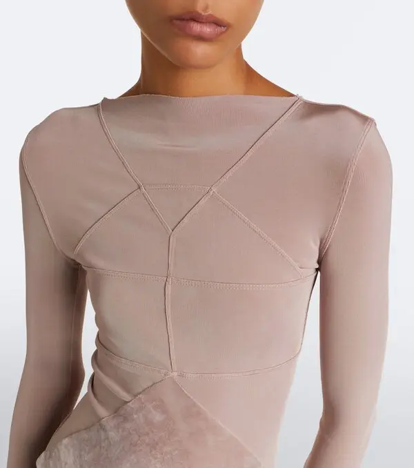 Rick Owens Combo Tulle-trimmed Jersey And Velvet Gown