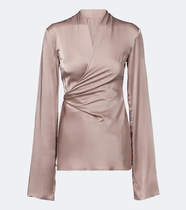 Rick Owens Laura Draped Satin Top - Pink