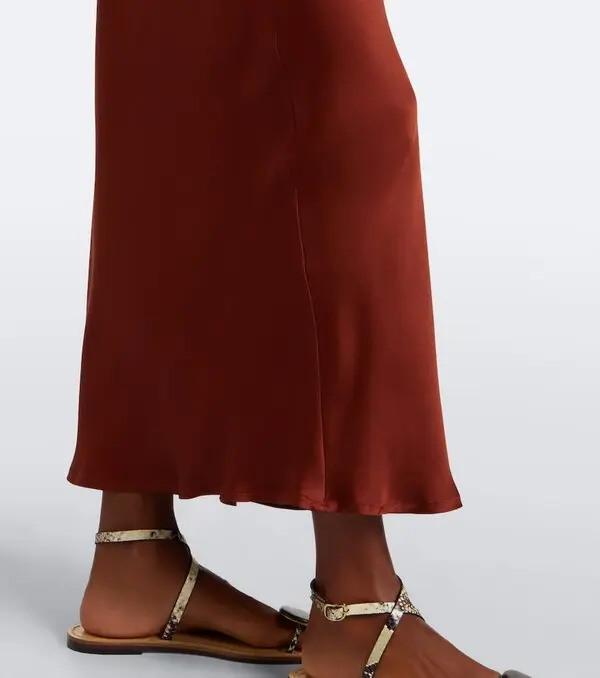 Asceno Valencia Silk Satin Midi Dress