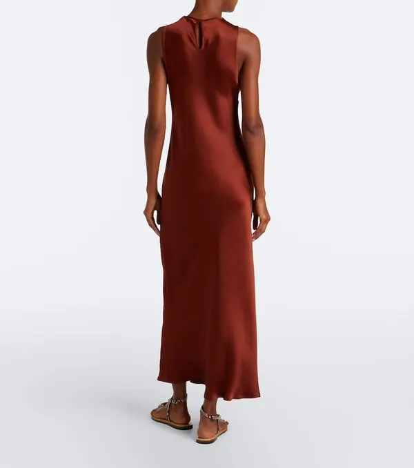 Asceno Valencia Silk Satin Midi Dress