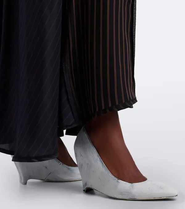 MAISON MARGIELA Leather Wedge Pumps - White