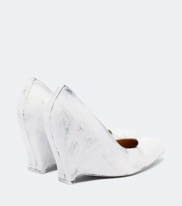 MAISON MARGIELA Leather Wedge Pumps - White