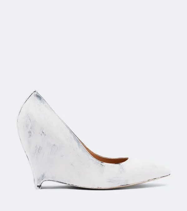 MAISON MARGIELA Leather Wedge Pumps - White