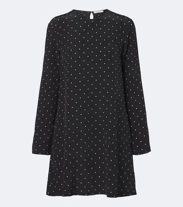 Asceno Larissa Polka-dot Silk Minidress - Black