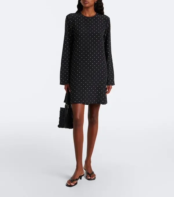 Asceno Larissa Polka-dot Silk Minidress