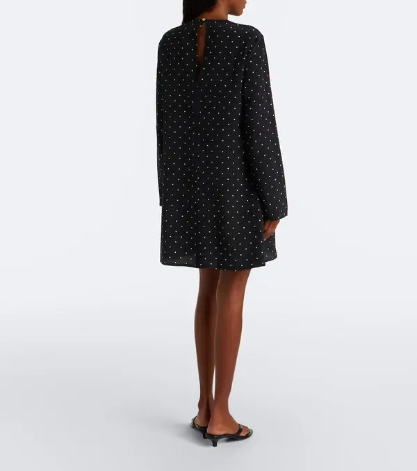 Asceno Larissa Polka-dot Silk Minidress
