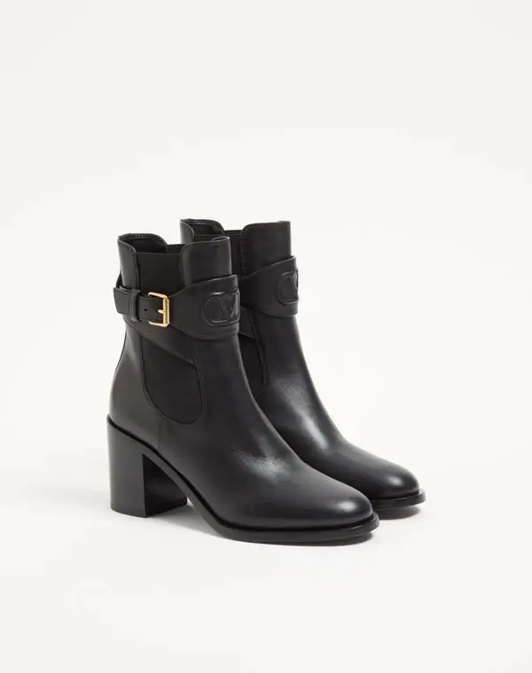 Valentino Garavani Vlogo Embossed Calfskin Ankle Boot 75mm