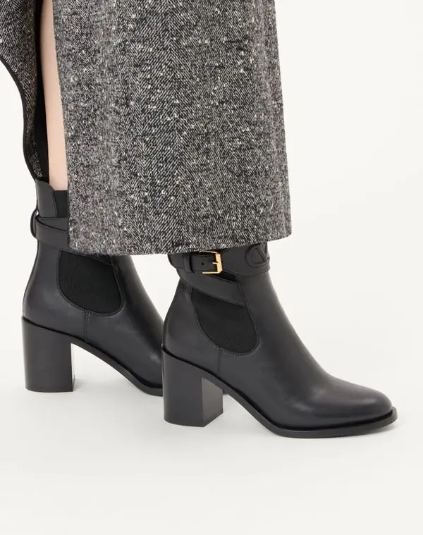 Valentino Garavani Vlogo Embossed Calfskin Ankle Boot 75mm