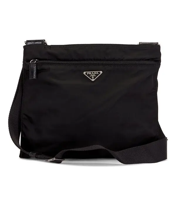 FWRD RENEW Prada Tessuto Flat Messenger Bag