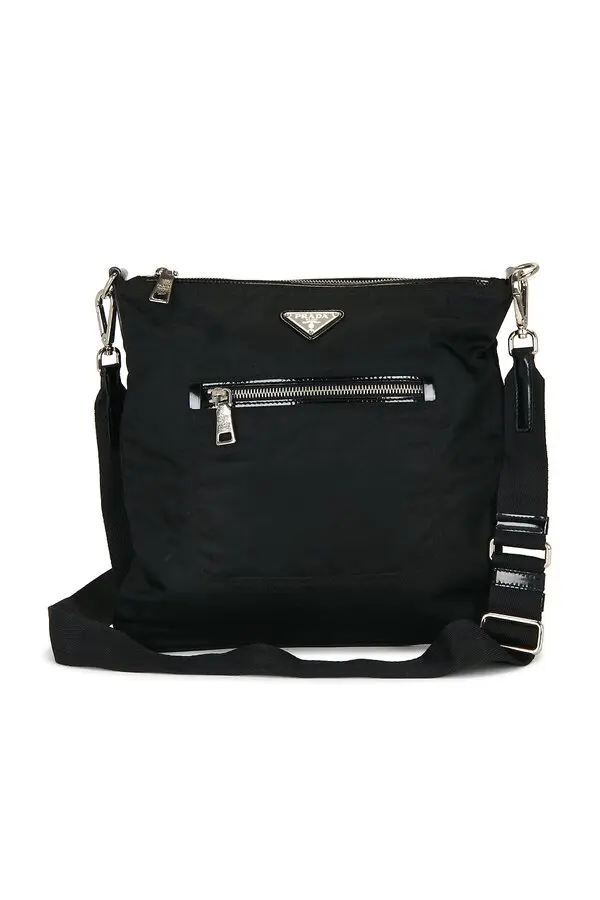 Prada Tessuto Flat Messenger Bag - Black