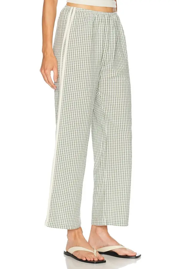 Donni. The Cotton Gingham Stripe Crop Pant