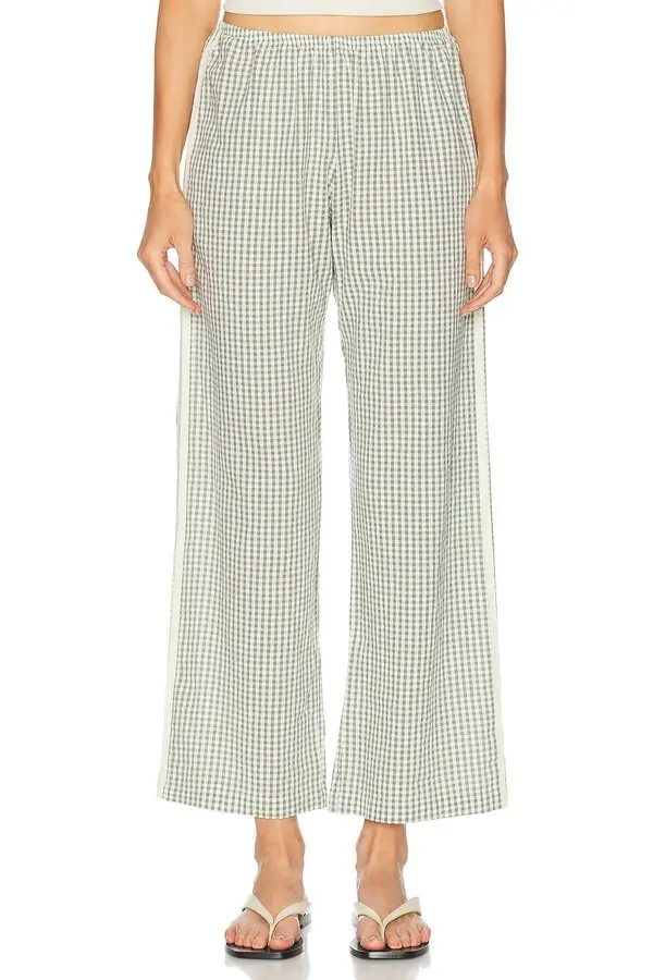 Donni. The Cotton Gingham Stripe Crop Pant