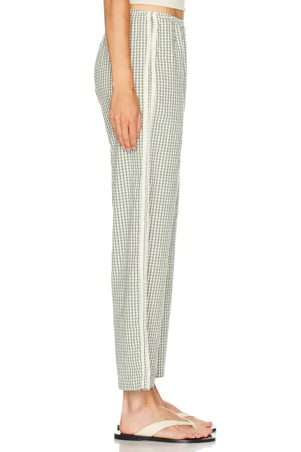 Donni. The Cotton Gingham Stripe Crop Pant