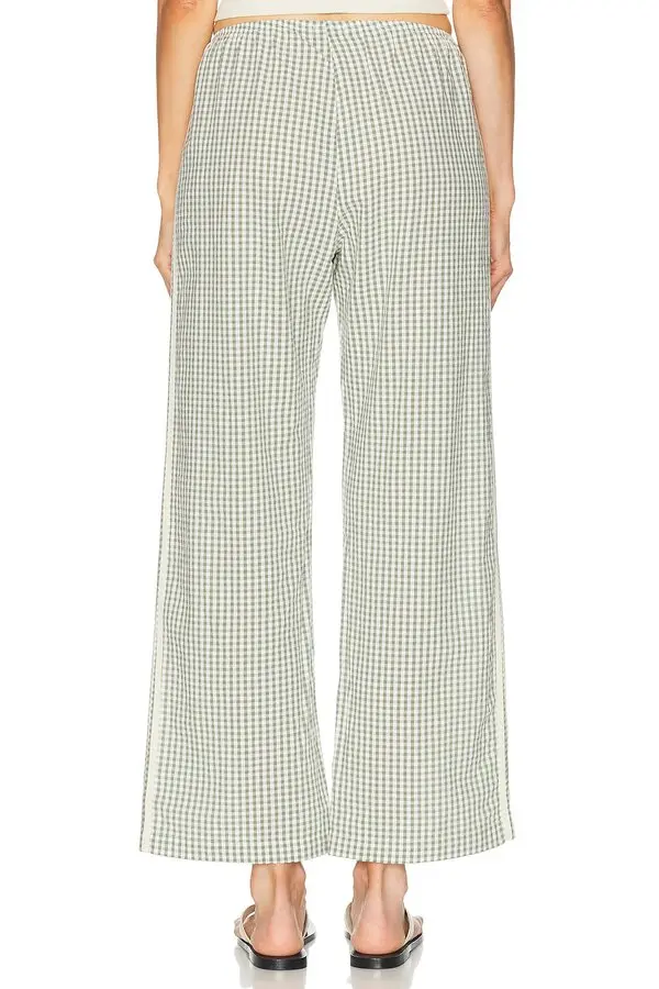 Donni. Cotton Gingham Stripe Crop Pant - Dill