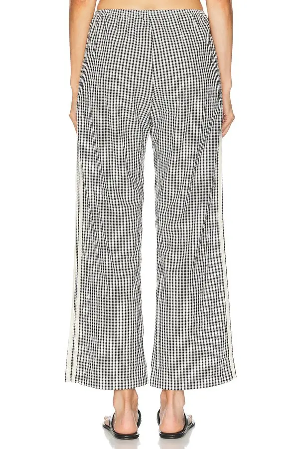 Donni. Cotton Gingham Stripe Crop Pant - Jet