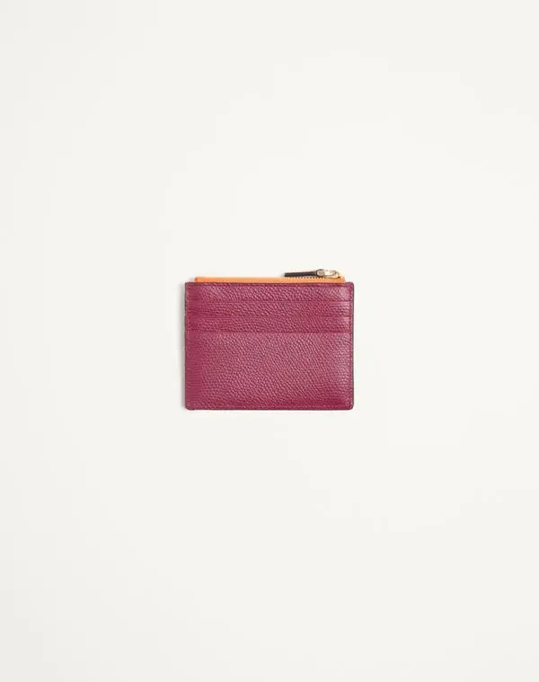Valentino Garavani Stud-up Coin And Cardholder In Nylon And Grainy Calfskin - Insolent