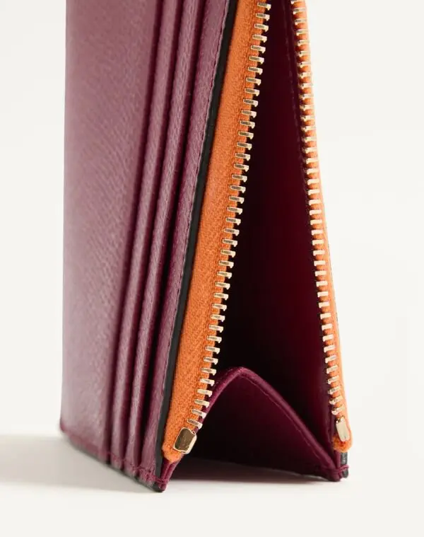 Valentino Garavani Stud-up Coin And Cardholder In Nylon And Grainy Calfskin - Insolent