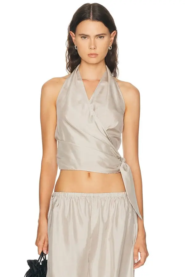 ST. AGNI Silk Halter Wrap Top