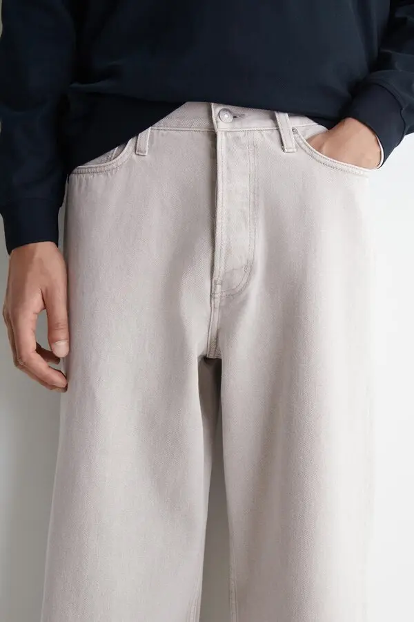 Cos Fold Loose-fit Wide-leg Jeans - Gray