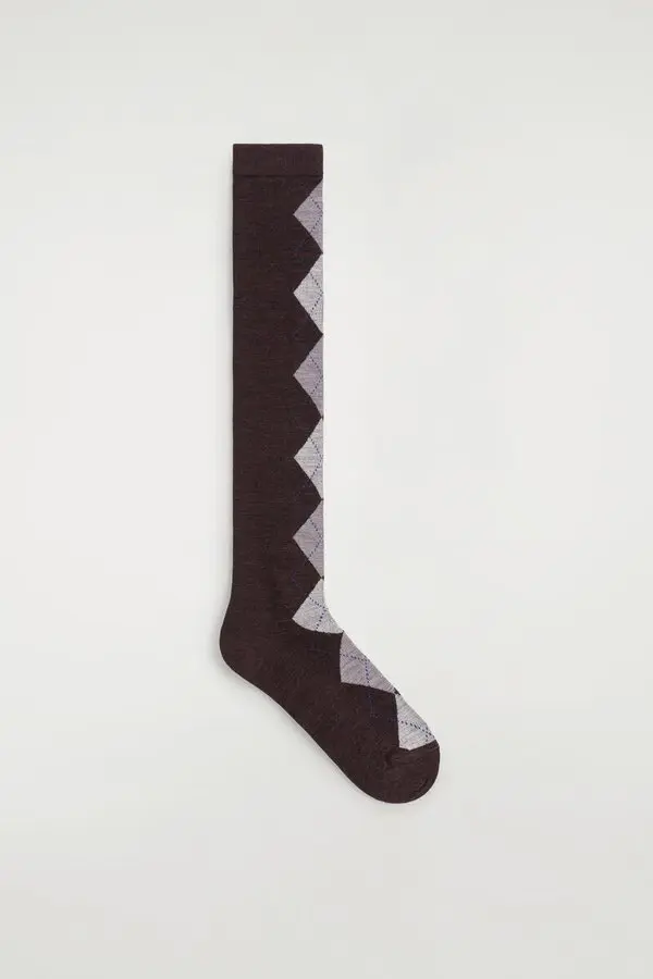 Cos Argyle Wool-blend Knee Socks