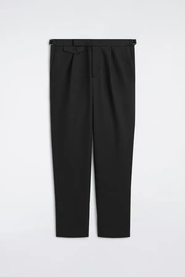 Cos Wool Slim-fit Straight-leg Pants - Black