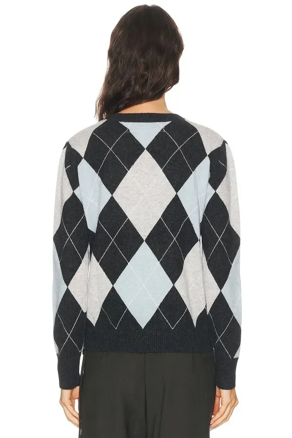 Enza Costa Sweater - Blue Grey Argyle