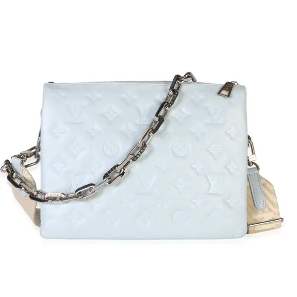 LOUIS VUITTON Light Monogram Embossed Lambskin Coussin Pm - Blue