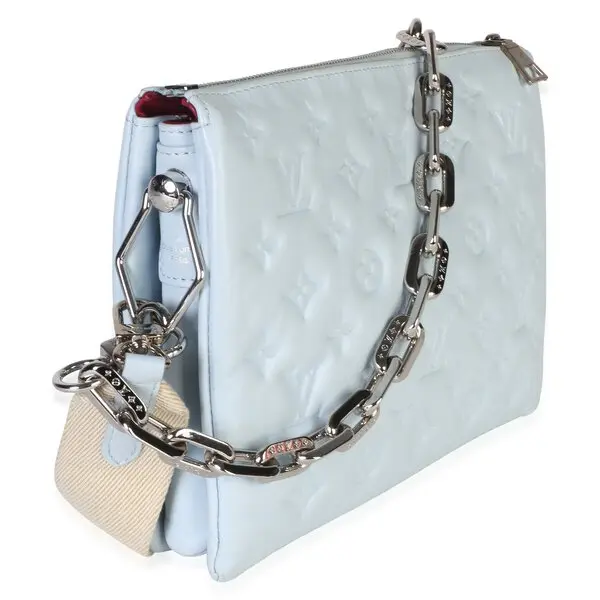 LOUIS VUITTON Light Monogram Embossed Lambskin Coussin Pm - Blue