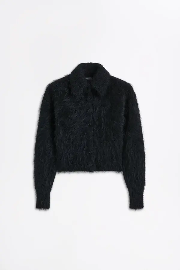 Scanlan Theodore Brushed Mohair Shirt Cardigan - Black