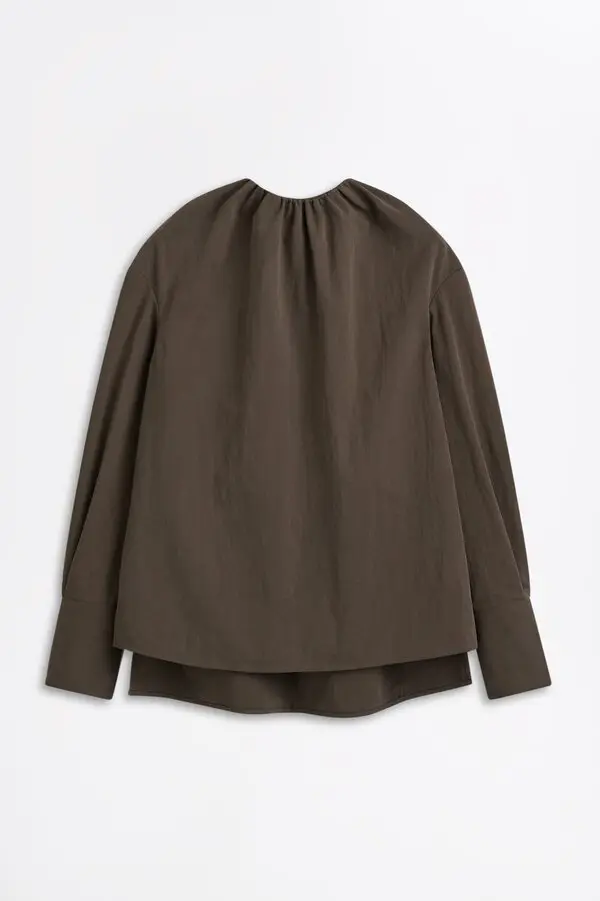 Scanlan Theodore Cotton Twill Gather Neck Top - Cigar