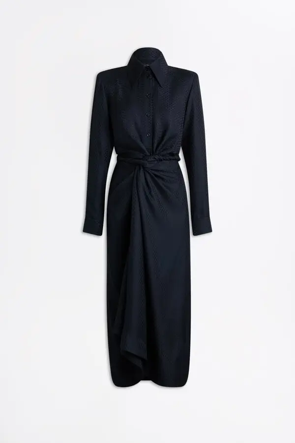 Scanlan Theodore Silk Chain Jacquard Turban Dress