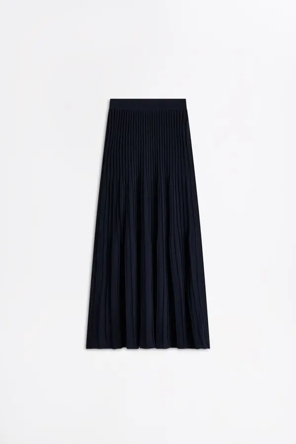 Scanlan Theodore Pleat Variegated Stitch Skirt - Navy