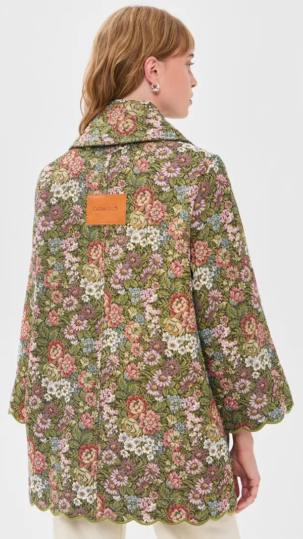 Farm Rio Flower Jacquard Trench Coat