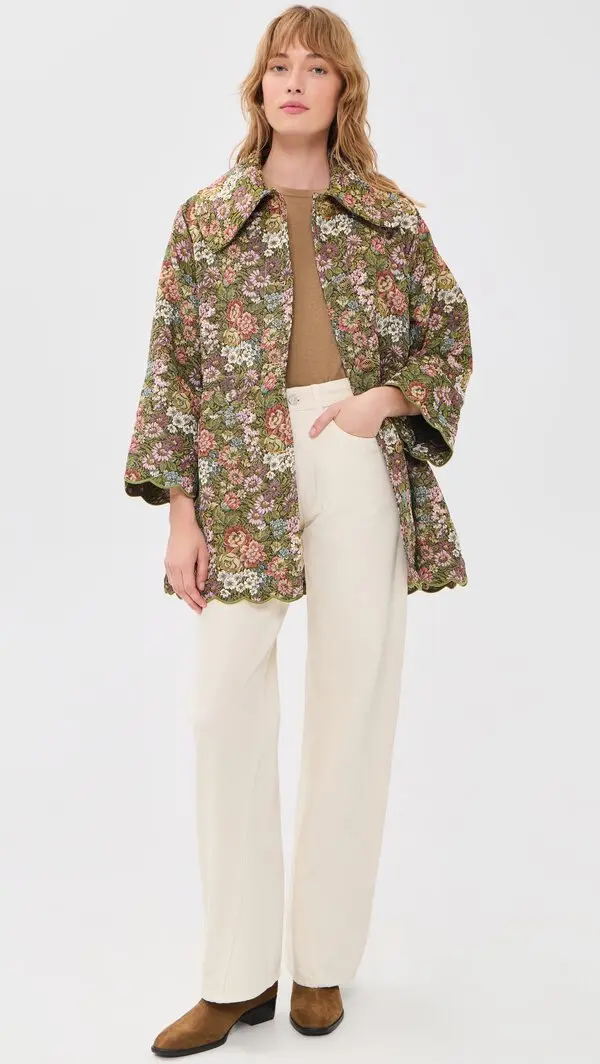 Farm Rio Flower Jacquard Trench Coat