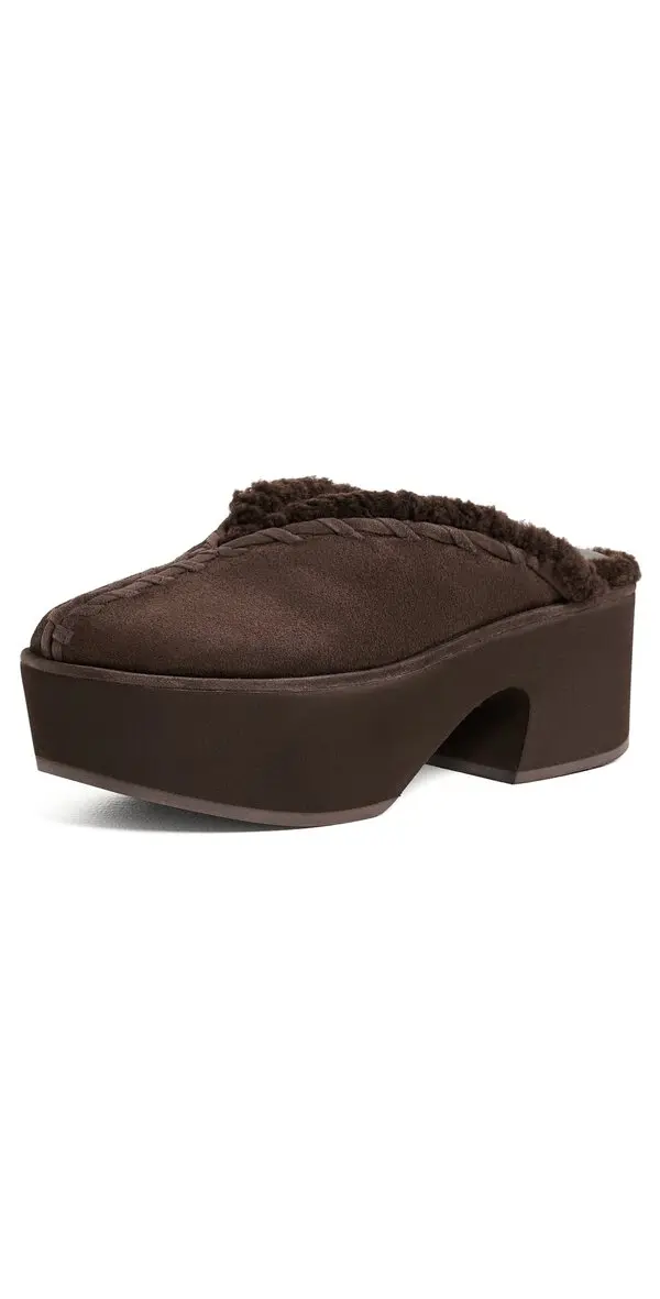 Cult Gaia Tazz Shearling Mules - Luwak