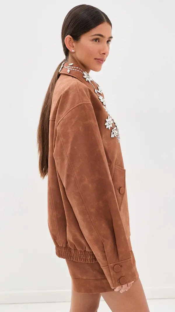 LEO LIN Astrid Embellished Vegan Suede Jacket