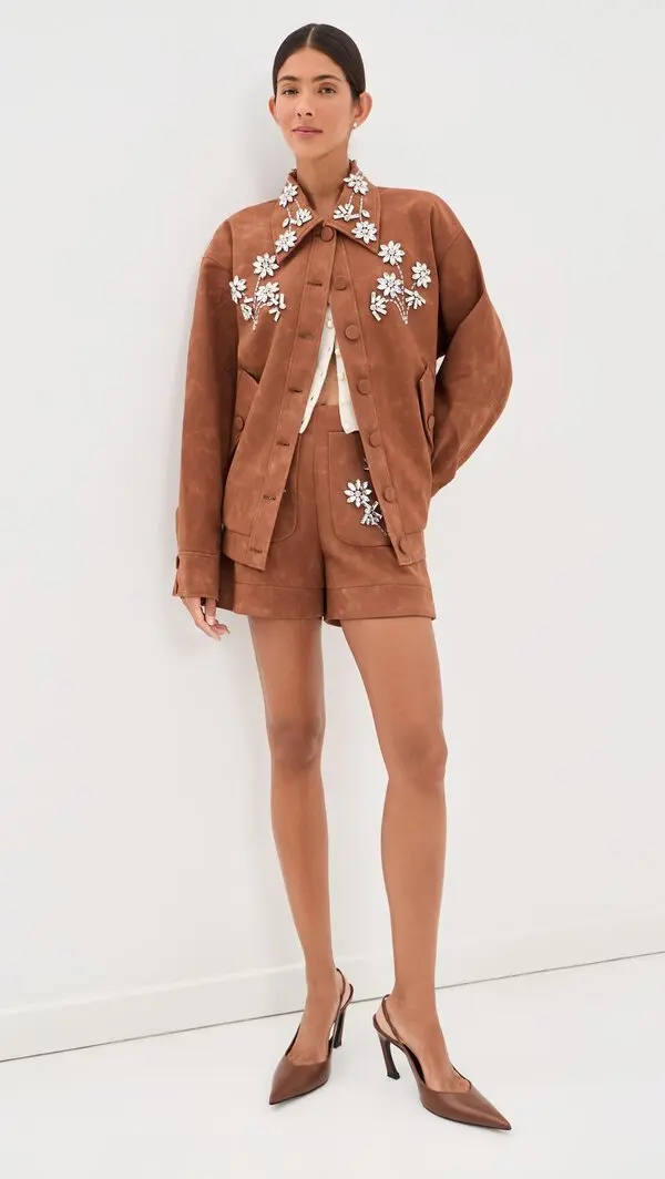 LEO LIN Astrid Embellished Vegan Suede Jacket