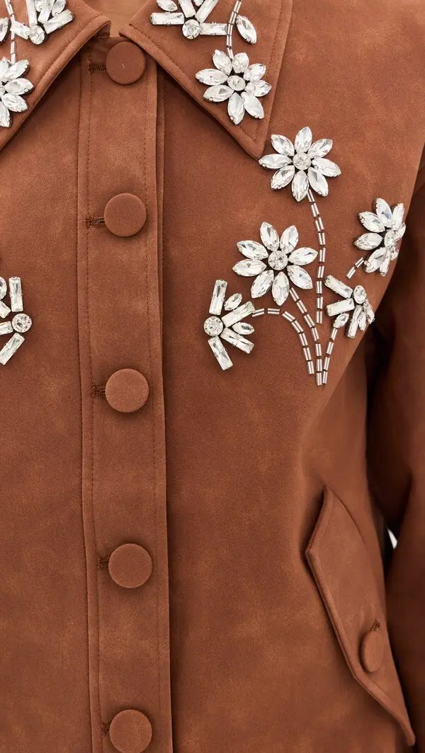 LEO LIN Astrid Embellished Vegan Suede Jacket