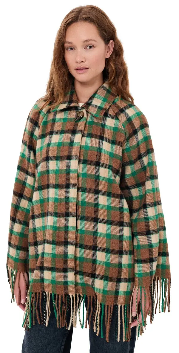 Rodebjer Yuna Short Check Jacket - Nutty/leaf Green