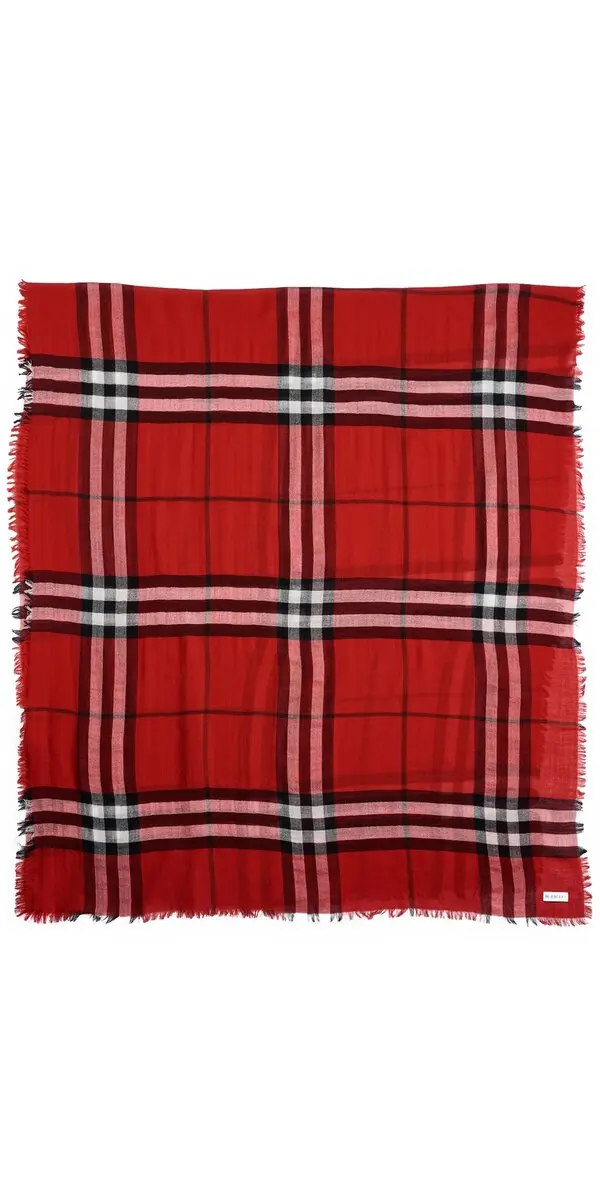 Burberry Wide Check Wool Scarf - Post Red
