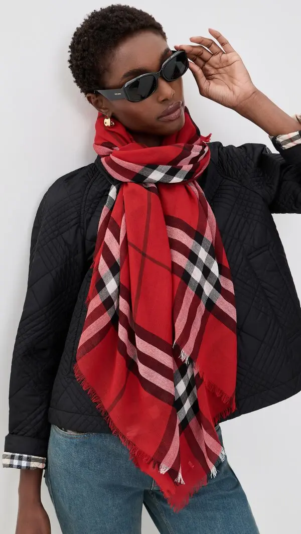 Burberry Wide Check Wool Scarf