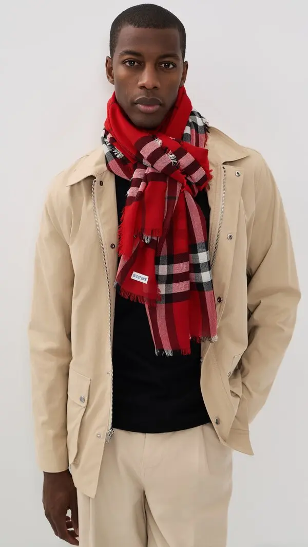 Burberry Wide Check Wool Scarf