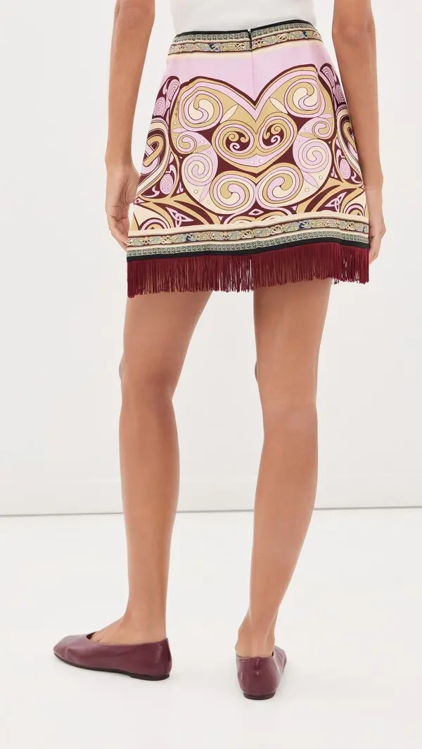 La DoubleJ Mini Fringed Foulard Skirt