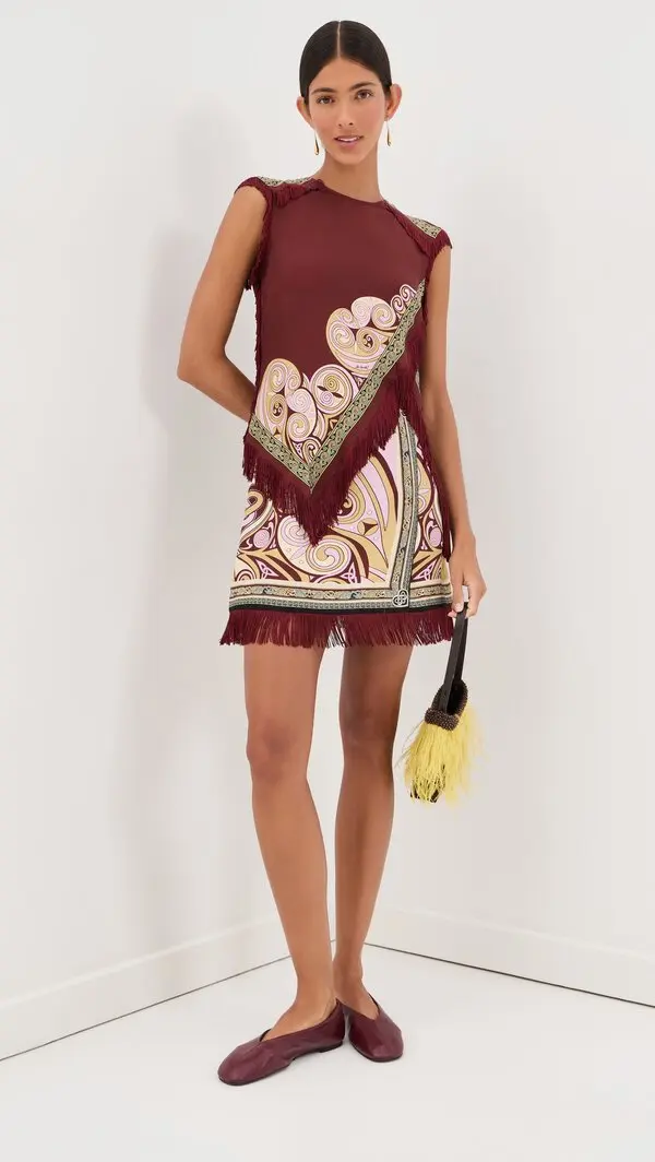 La DoubleJ Mini Fringed Foulard Skirt