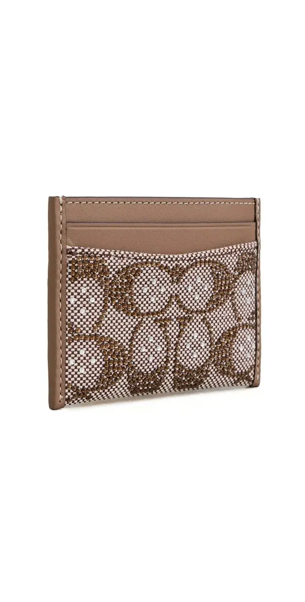COACH Crystal Signature Jacquard Essential Card Case - Mushroom