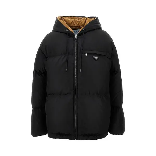 Prada Re-nylon Hooded Down Jacket With Rear Pocket